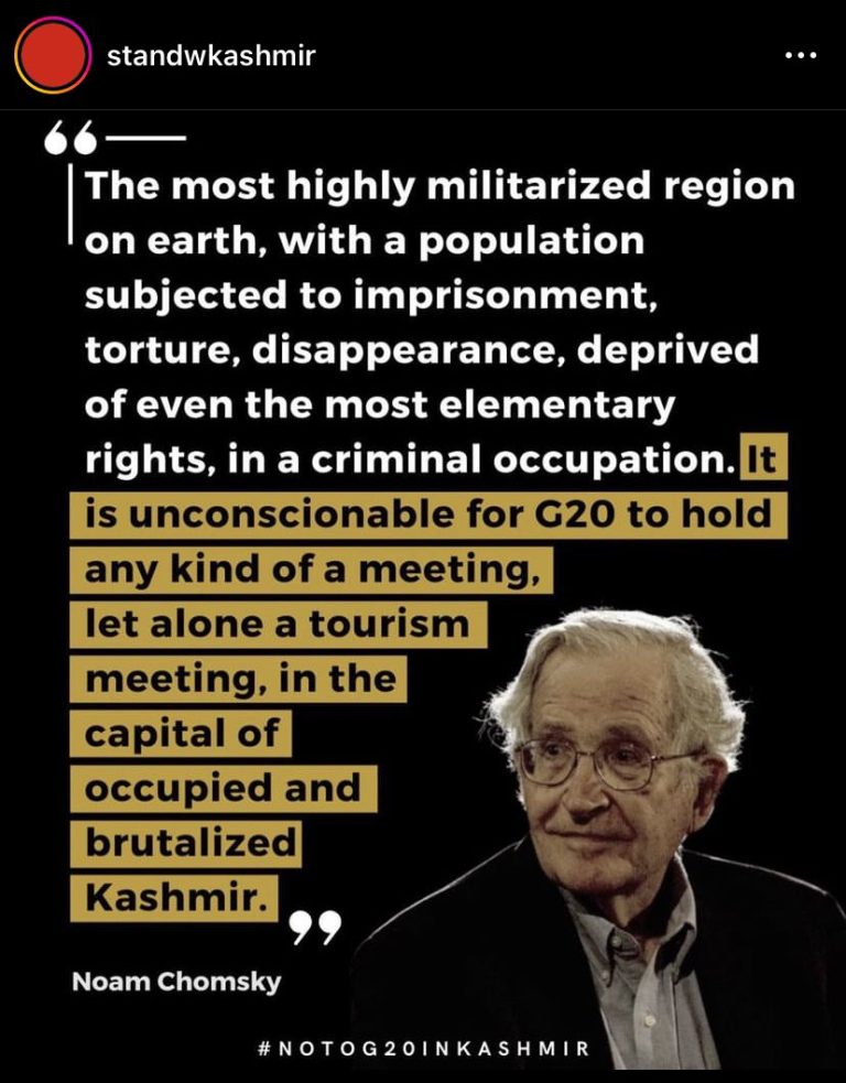 Noam Chomsky criticizes holding G20 Meet in Kashmir, Calls it an ...